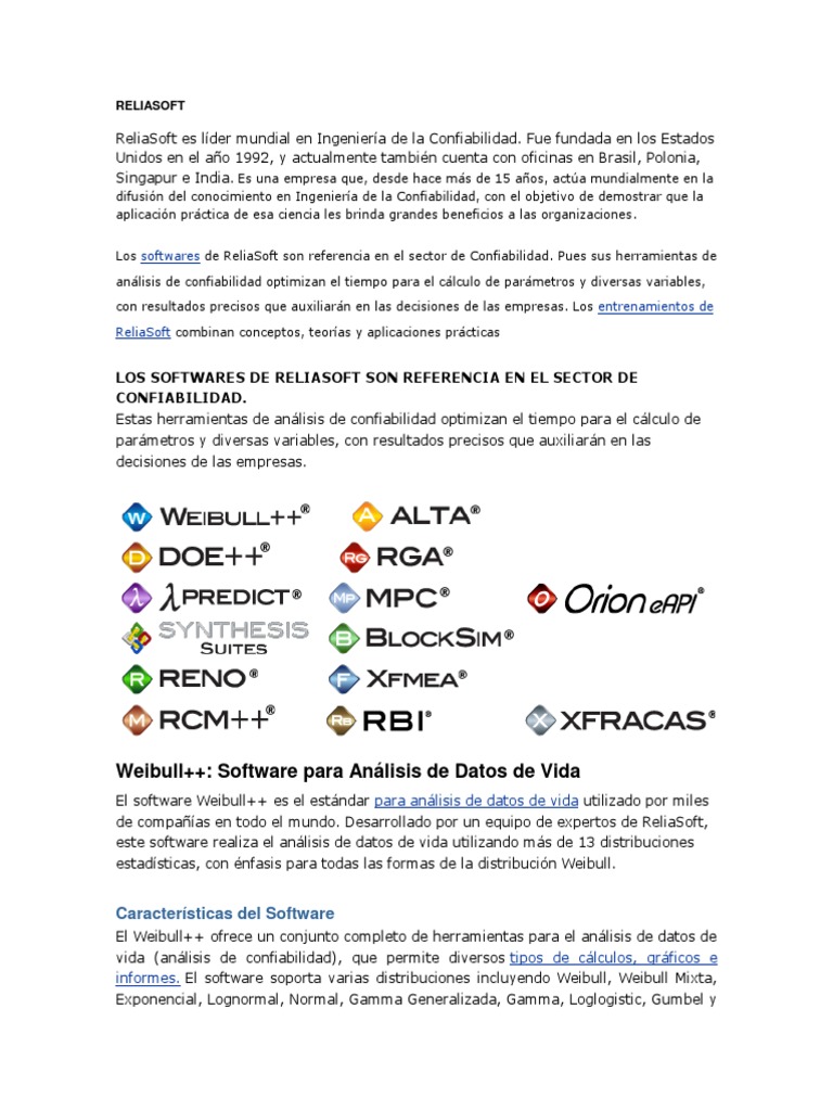 RELIASOFT | PDF | Simulación | Software