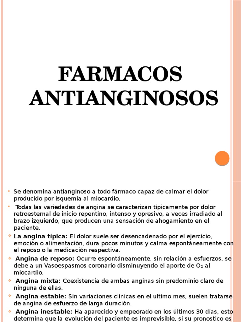 Farmacos Antianginosos | PDF | Angina de pecho | Farmacología