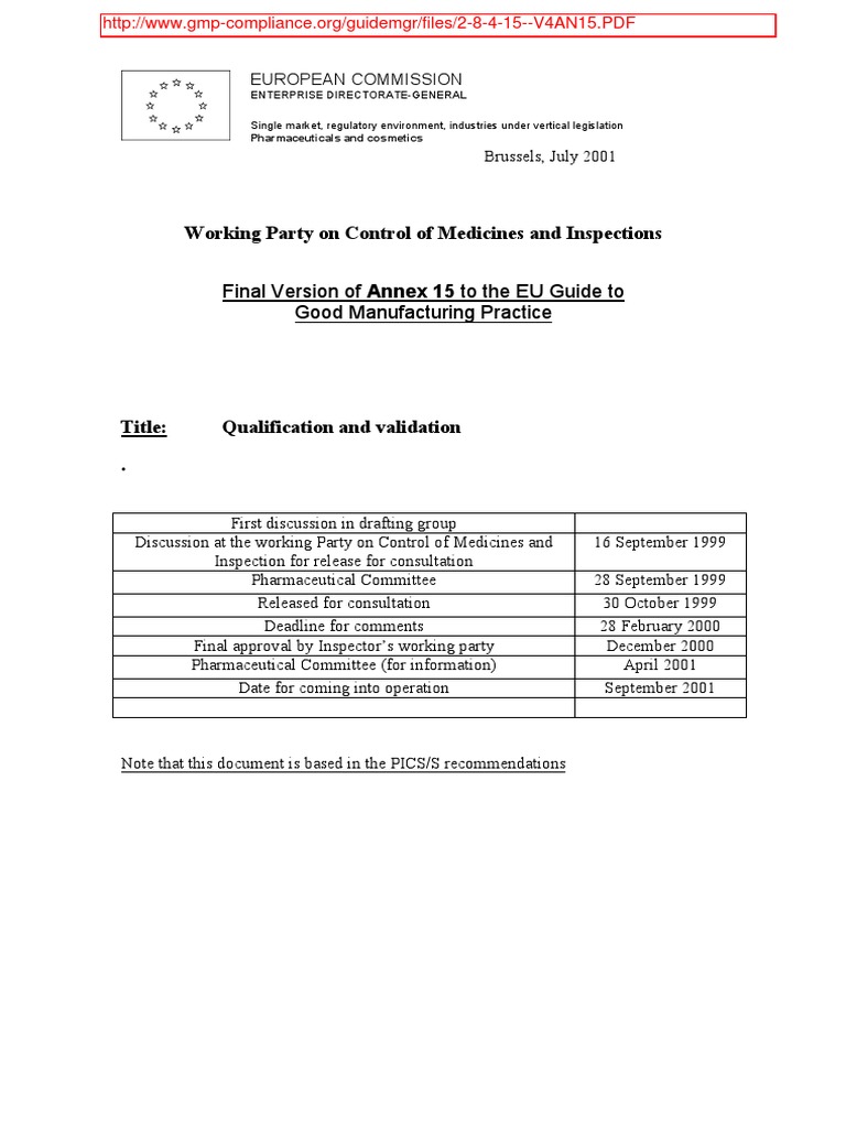 Final Version of Annex 15 To The EU Guide To GMP 2-8!4!15 - V4AN15 ...