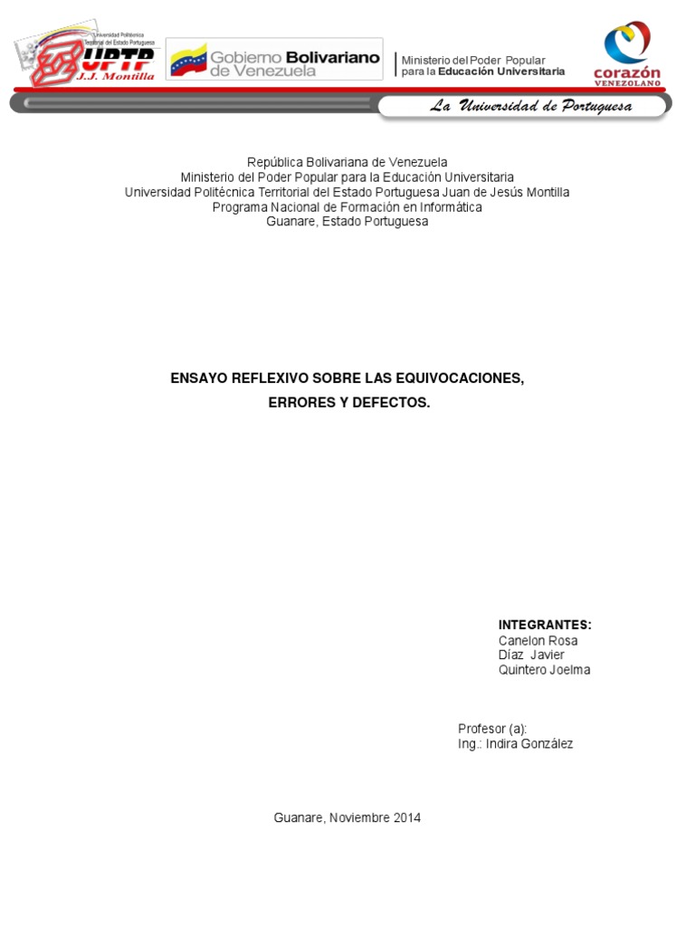 Ensayo Errores y Defectos | PDF | Proceso de desarrollo de software ...