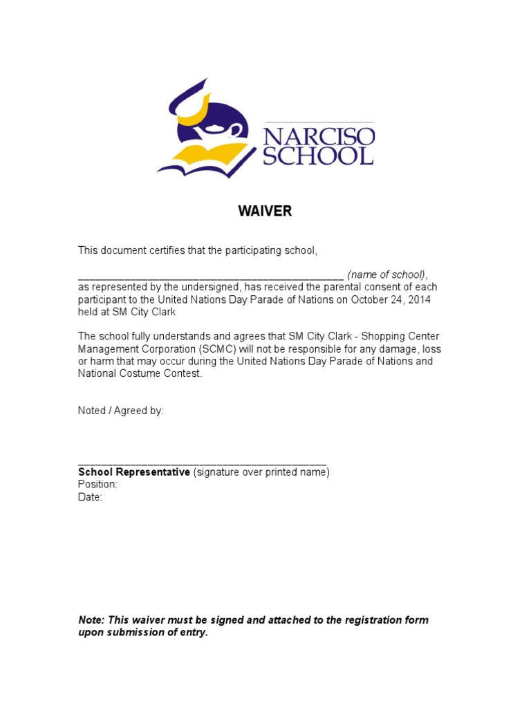 School Waiver for UN Day Parade | PDF | Career & Growth | Finance ...