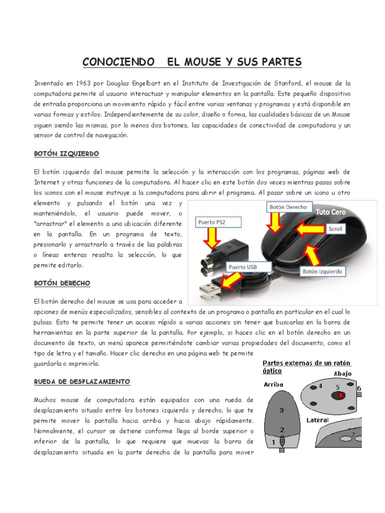 Conociendo El Mouse y Sus Partes | PDF | Point and Click | La ...