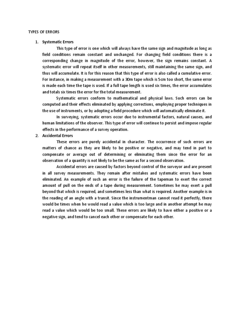 Types of Errors | PDF | Error | Observational Error