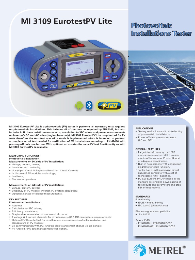 Comprehensive Photovoltaic Installation Tester for On-Site Verification ...