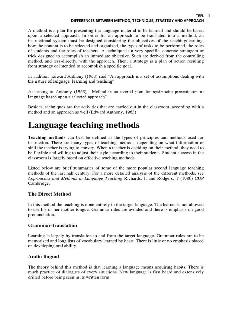 Teaching Methods: Strategies vs Techniques | PDF | Language Education ...