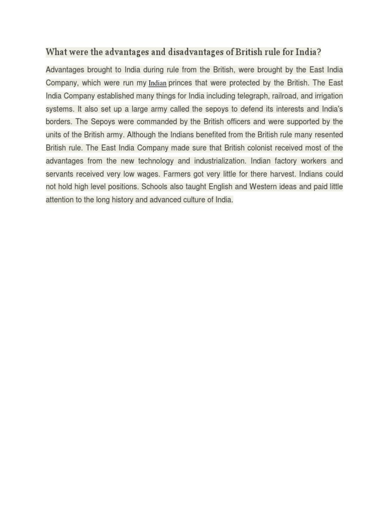 What Were The Advantages and Disadvantages of British Rule For India ...