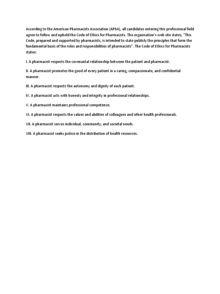 Pharmacy Code of Ethics | PDF | Pharmacy | Patient