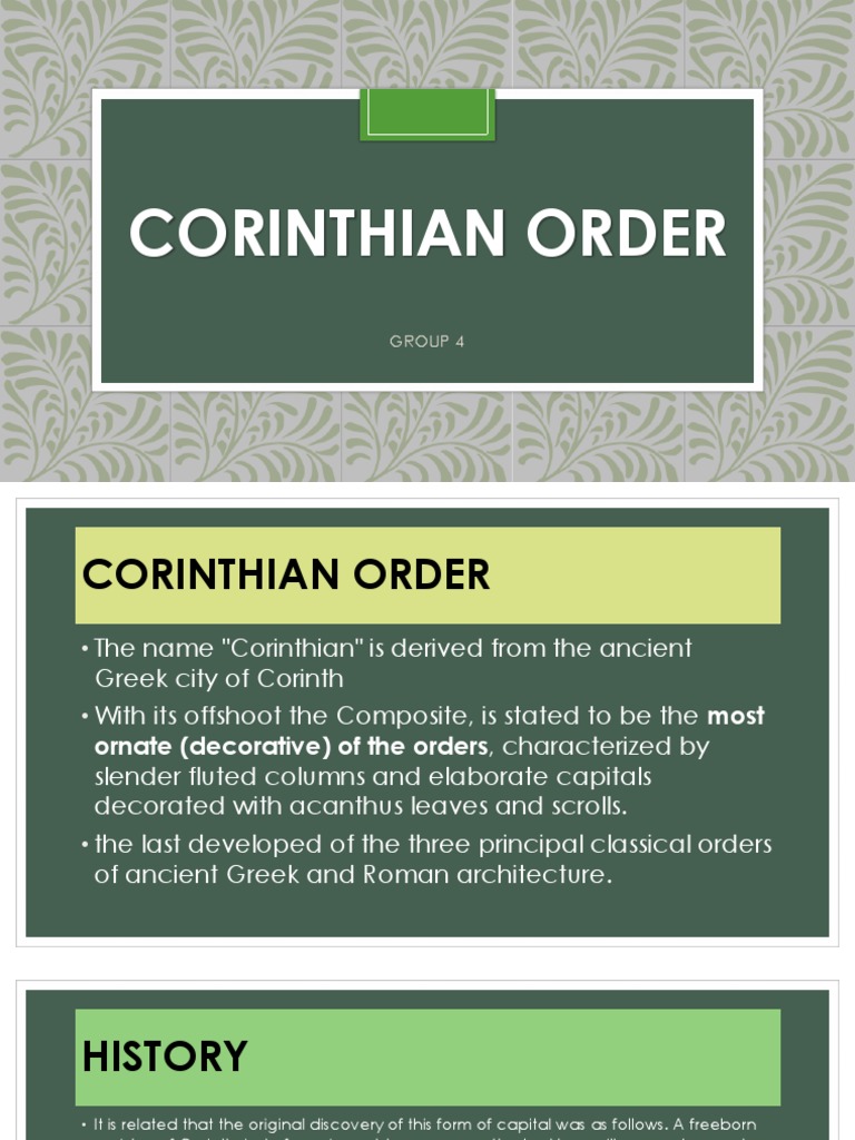 Characteristics of the Corinthian Order | PDF | Architectural Styles ...