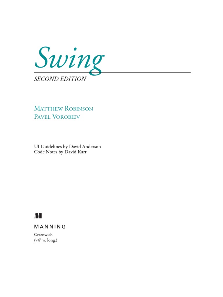 JAVA Swing 2nd Edition - Manning | PDF | Model–View–Controller | Graphical User Interfaces