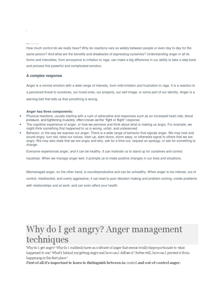 PBS anger management techniques | PDF | Anger | Limbic System