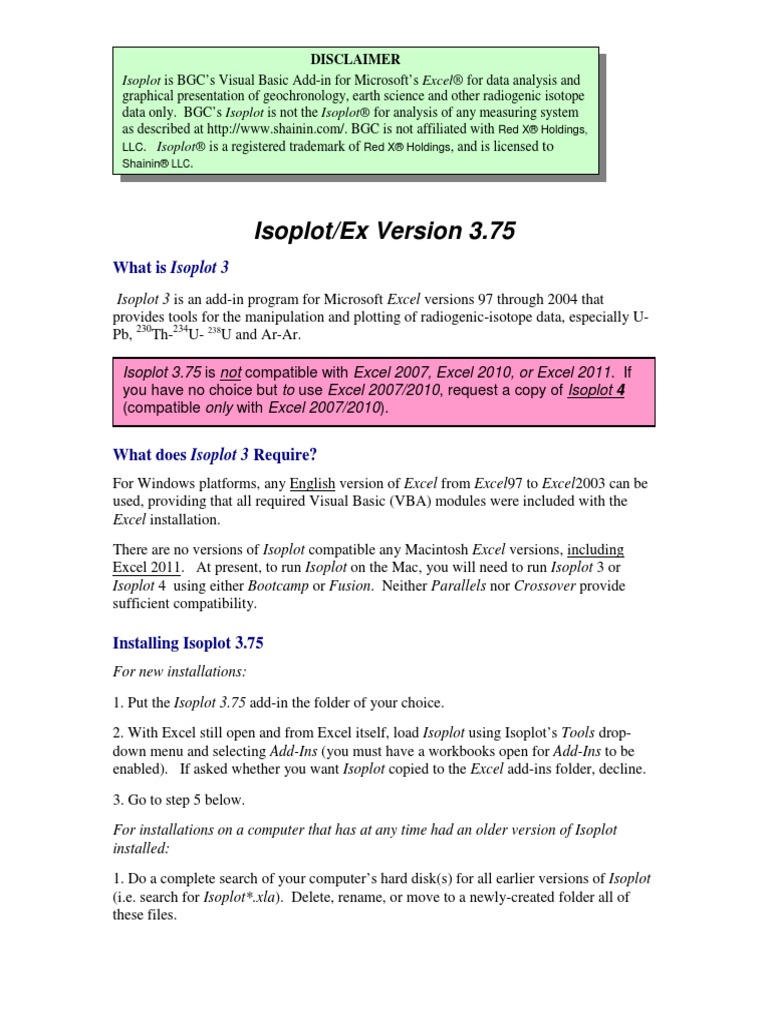 Isoplot 3 Read Me | PDF | Microsoft Excel | Computing