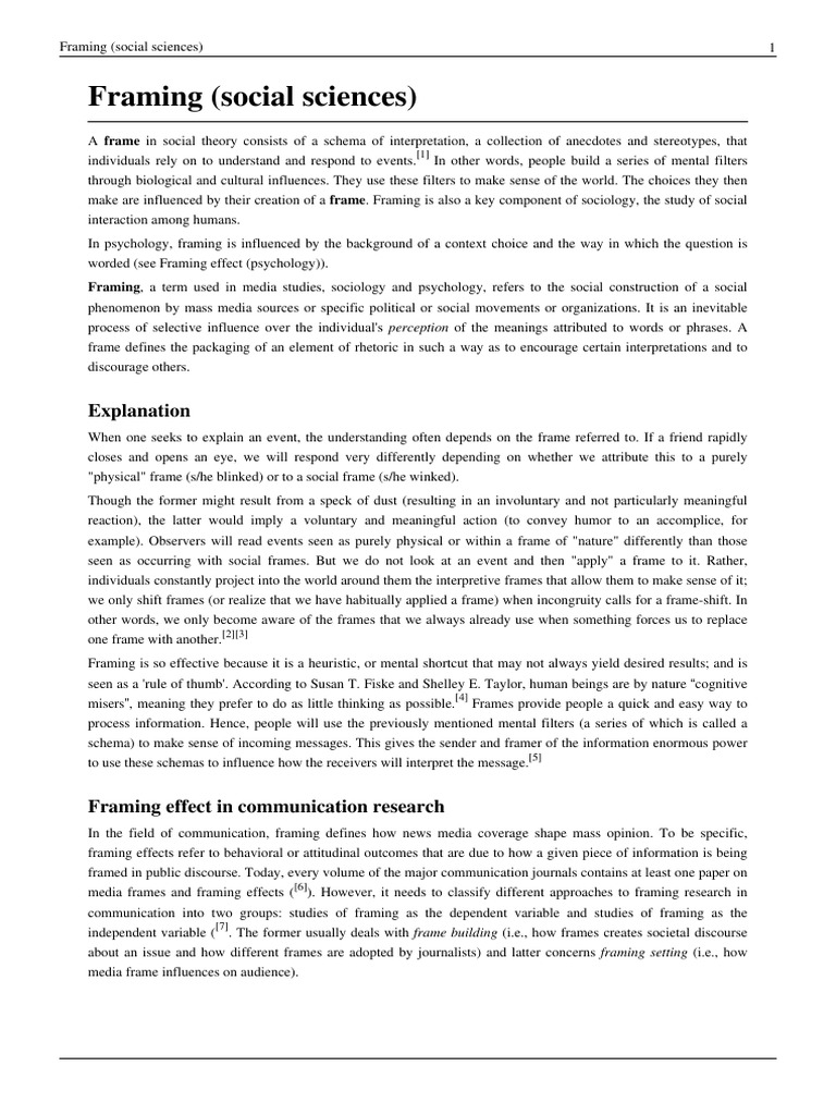 Framing Social Sciences | PDF | Framing (Social Sciences) | Risk