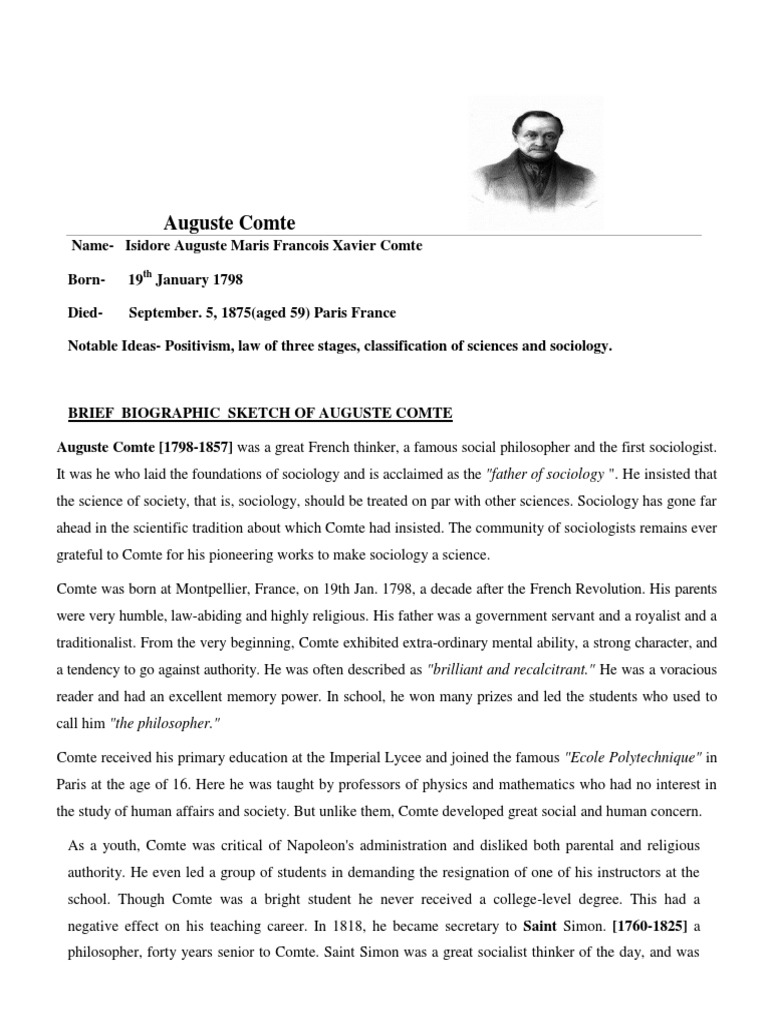 Auguste Comte | PDF | Positivism | Social Science