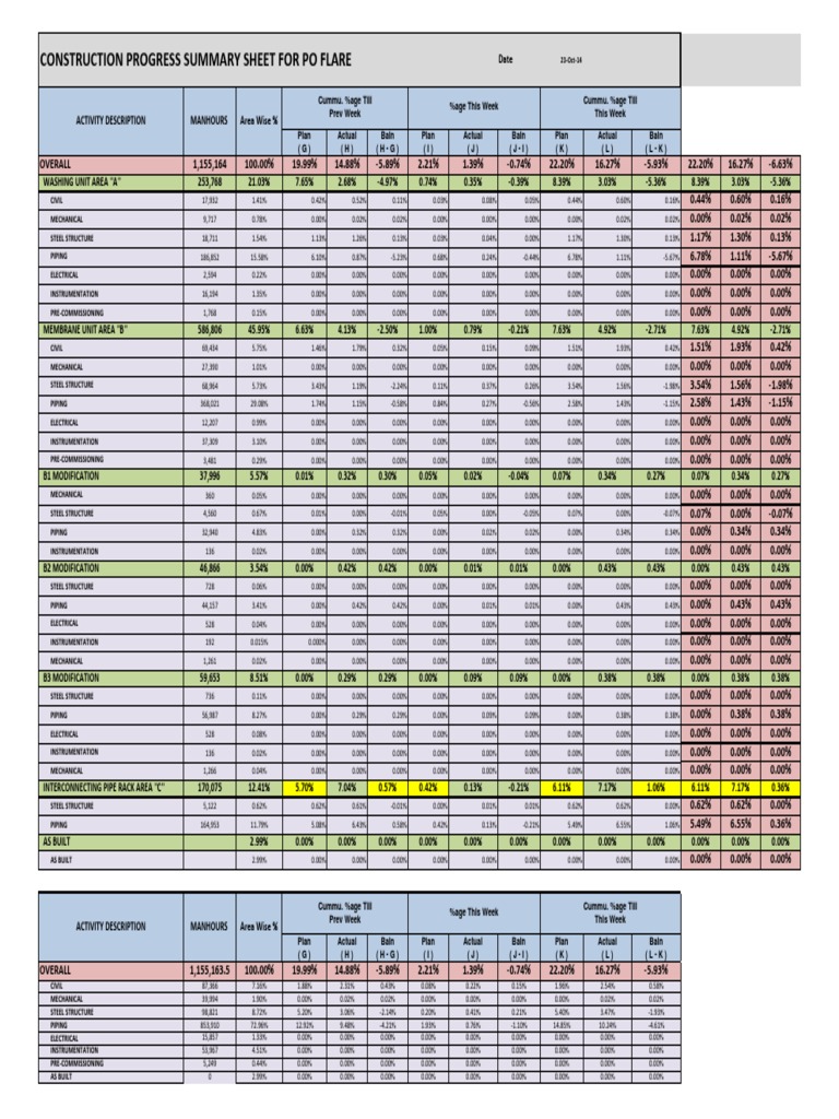Construction Progress Summary Report | PDF | Science & Mathematics