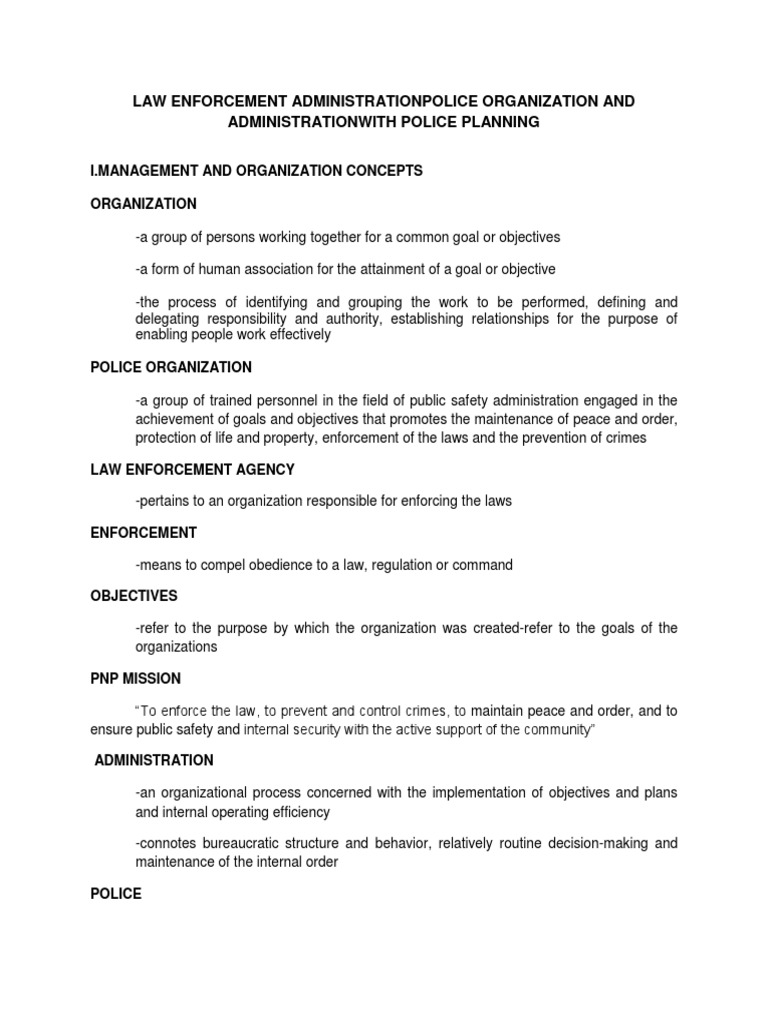 Law Enforcement Administrationpolice Organization and ...