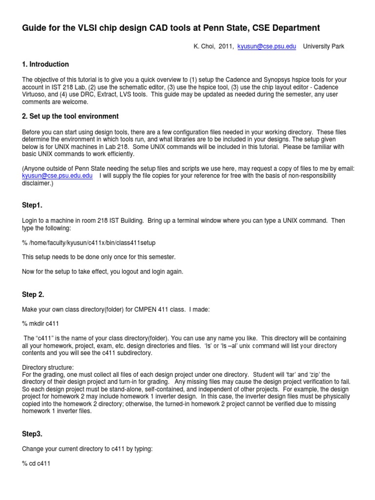 Guide to VLSI chip design CAD tools at Penn State | PDF | Spice ...