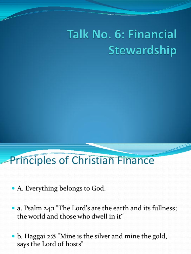 Christian Financial Stewardship Principles | PDF | Tithe | Expense