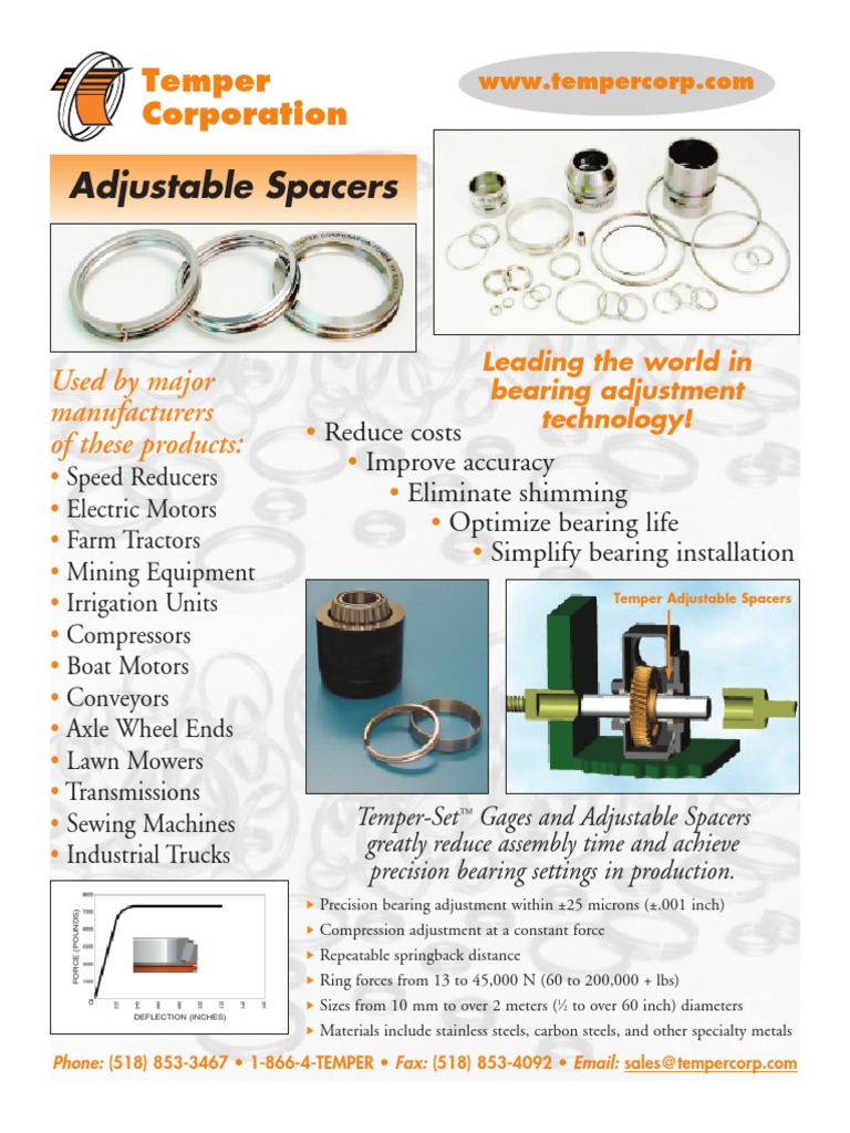 Adjustable Spacers: Temper Corporation | PDF | Bearing (Mechanical ...