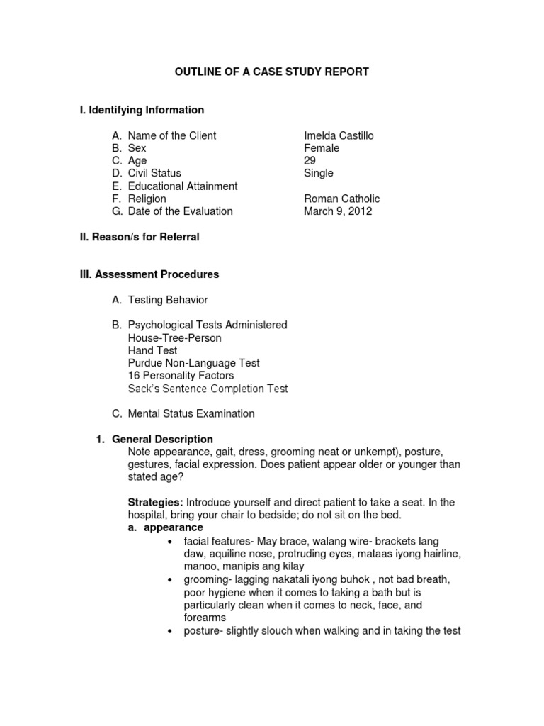 Outline of A Case Study Report | PDF | Amnesia | Substance Abuse