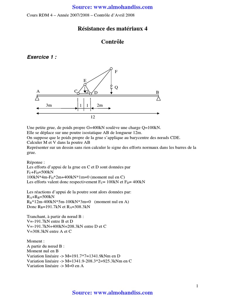 RDM Exercice Methode de Rotation N°2 | PDF | Treillis (assemblage) | Pont