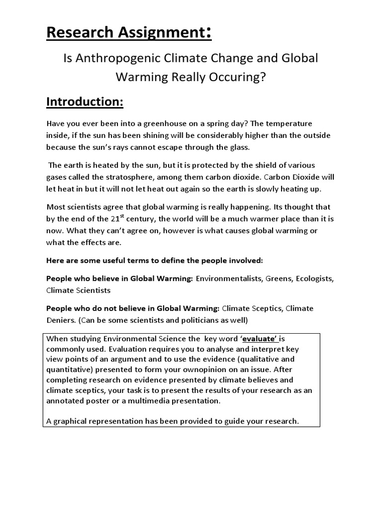 Climate Change Research Assignment | PDF | Global Warming | Scientific ...
