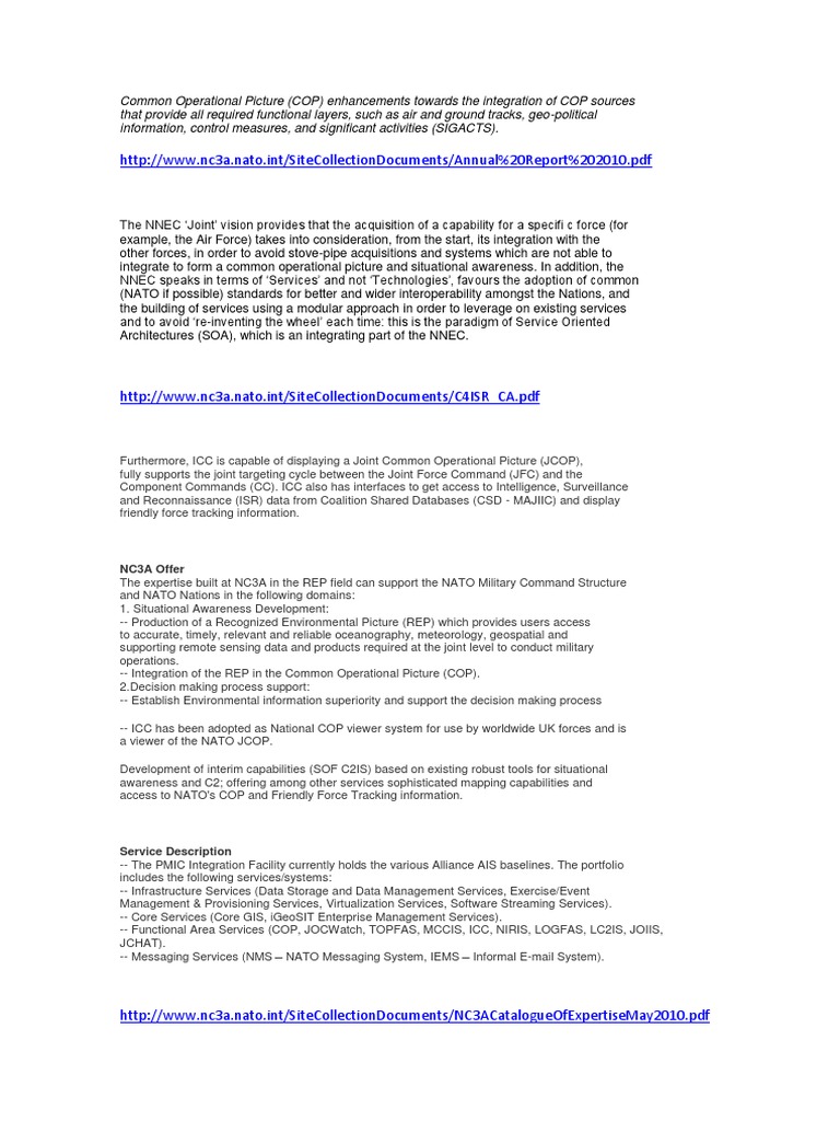 NATO Common Operational Picture NCOP | PDF | Situation Awareness ...