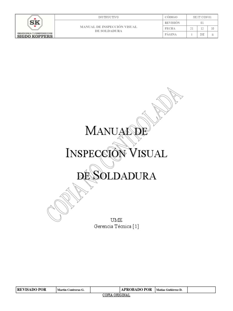 Manual de Inspeccion Visual de Soldadura | PDF | Soldadura | Construcción