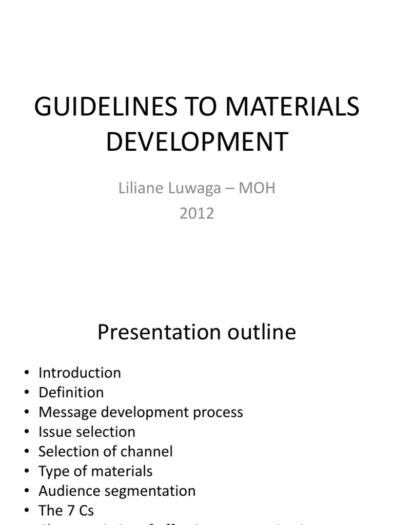 Guidelines for Effective Material Development | PDF