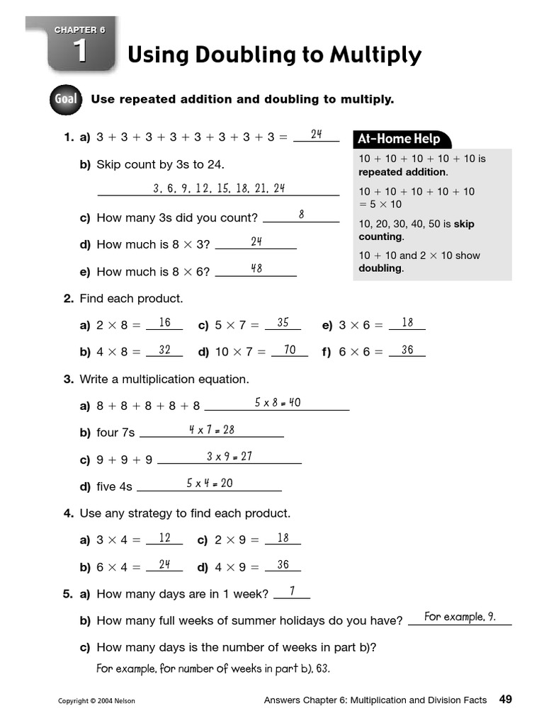 Use Repeated Addition and Doubling To Multiply | PDF | Multiplication ...