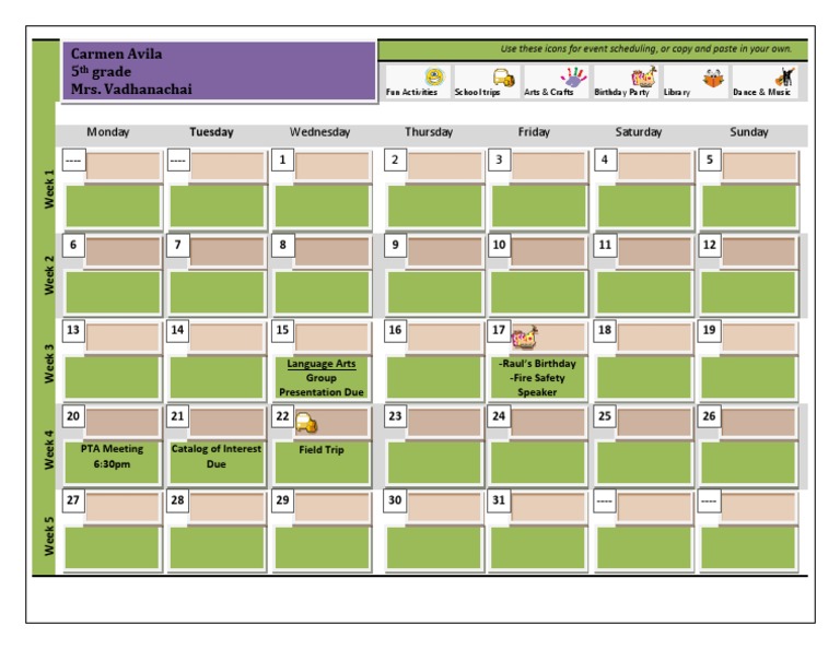 Class Calendar | PDF | Art