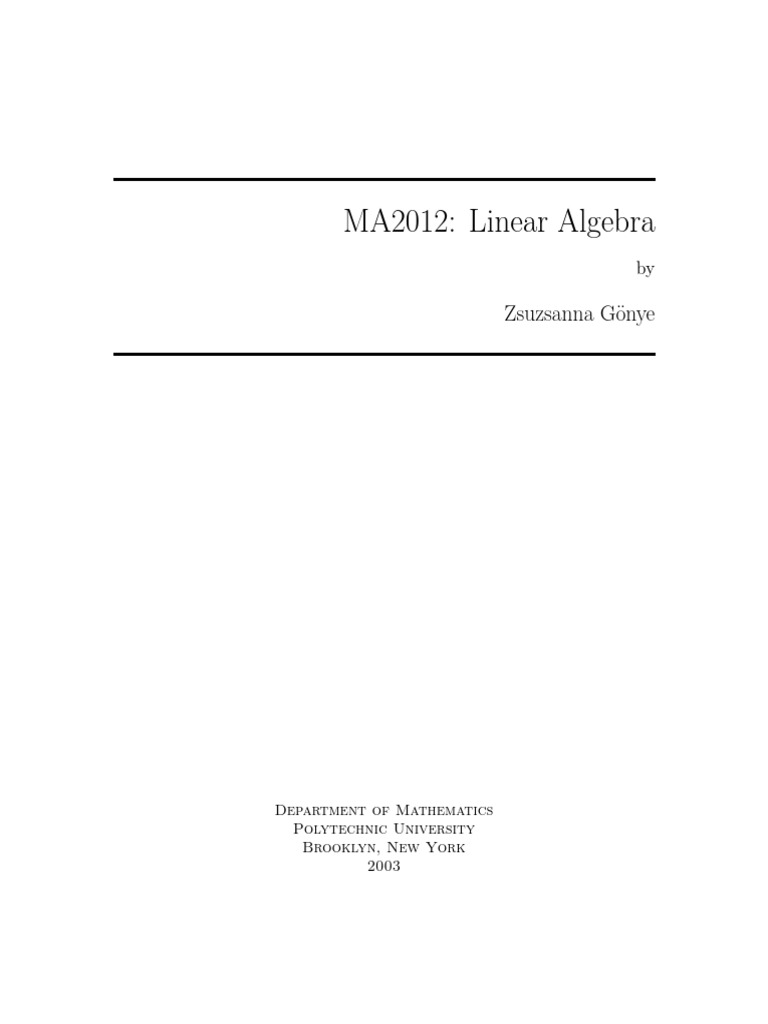 Linear Algebra Book | Download Free PDF | Determinant | Matrix ...