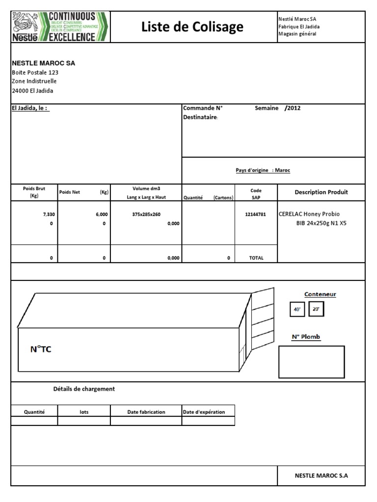 Liste de Colisage | PDF
