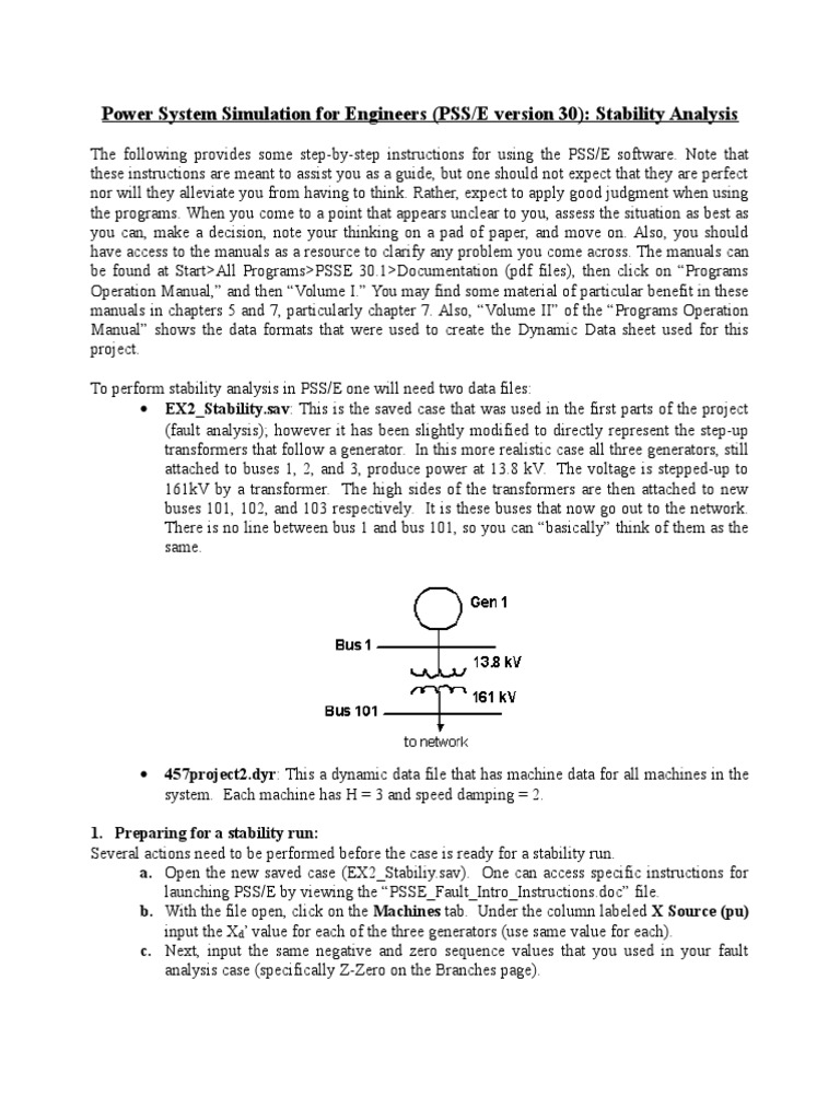 PSSE Intro Stabilty Instructions | PDF | Command Line Interface | Input/Output