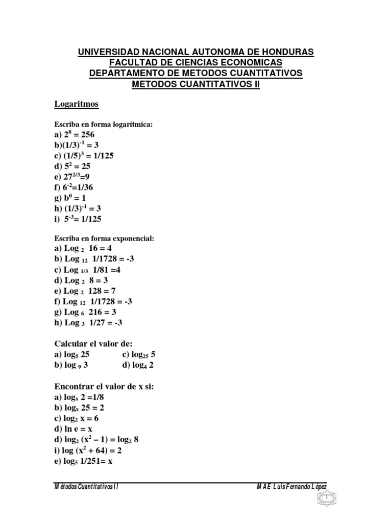 Guía III Parcial | PDF | Logaritmo | Funciones y mapeos