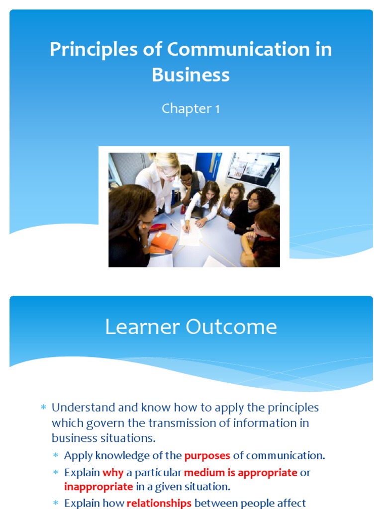 IBC Chap1 PrincipllesOfBusinessCommunication | PDF | Nonverbal ...