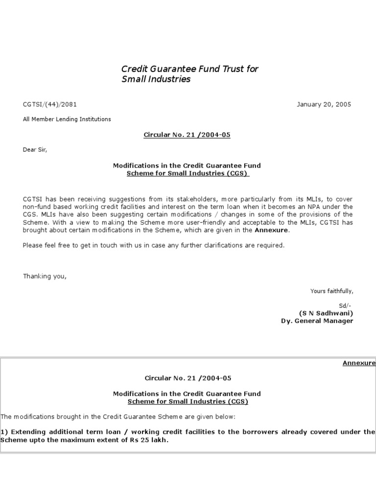 Credit Guarantee Fund Trust For Small Industries: All Member Lending ...