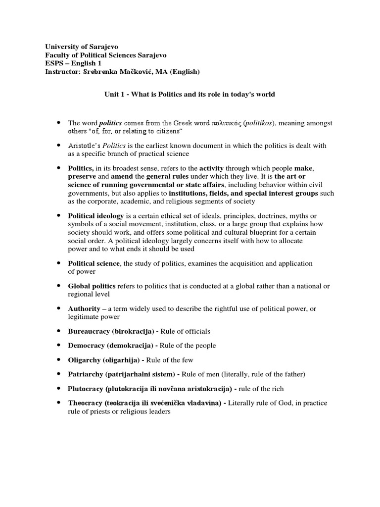 Unit 1 Handout | PDF
