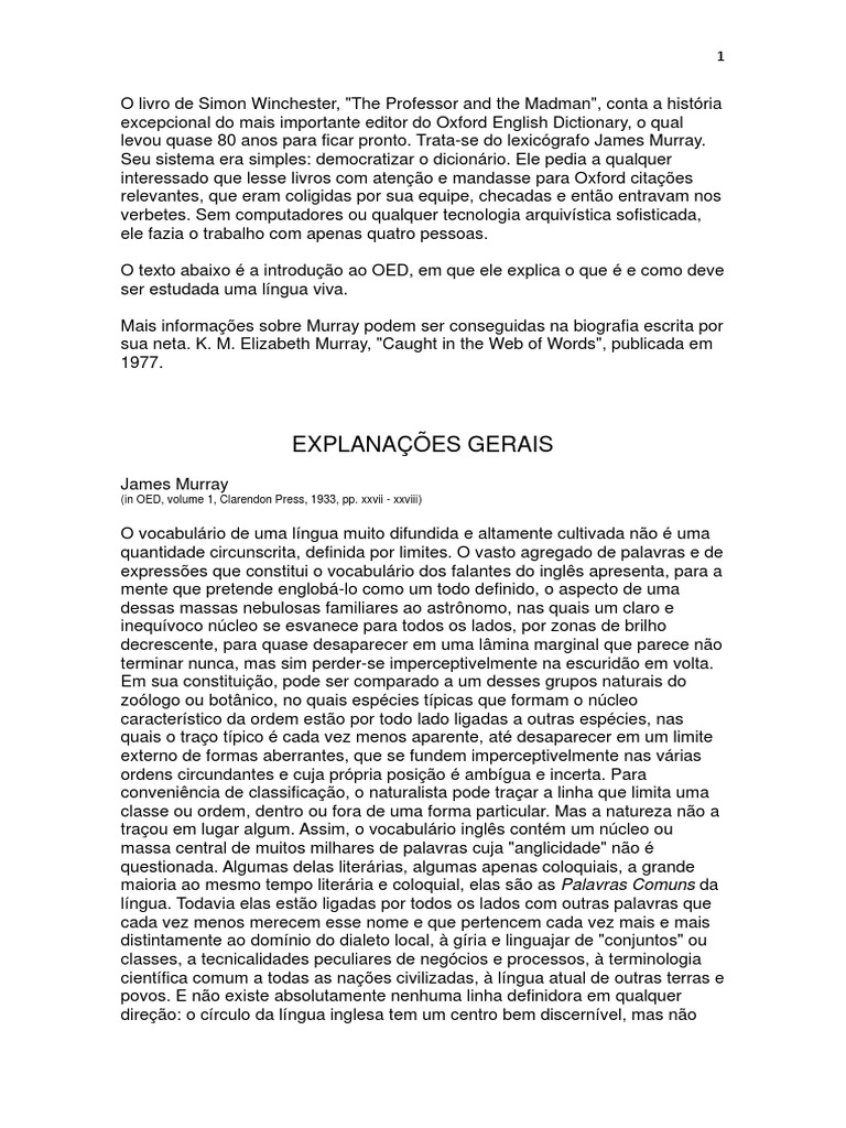 James Murray e o Oxford English Dictionary | PDF | Língua inglesa | Palavra