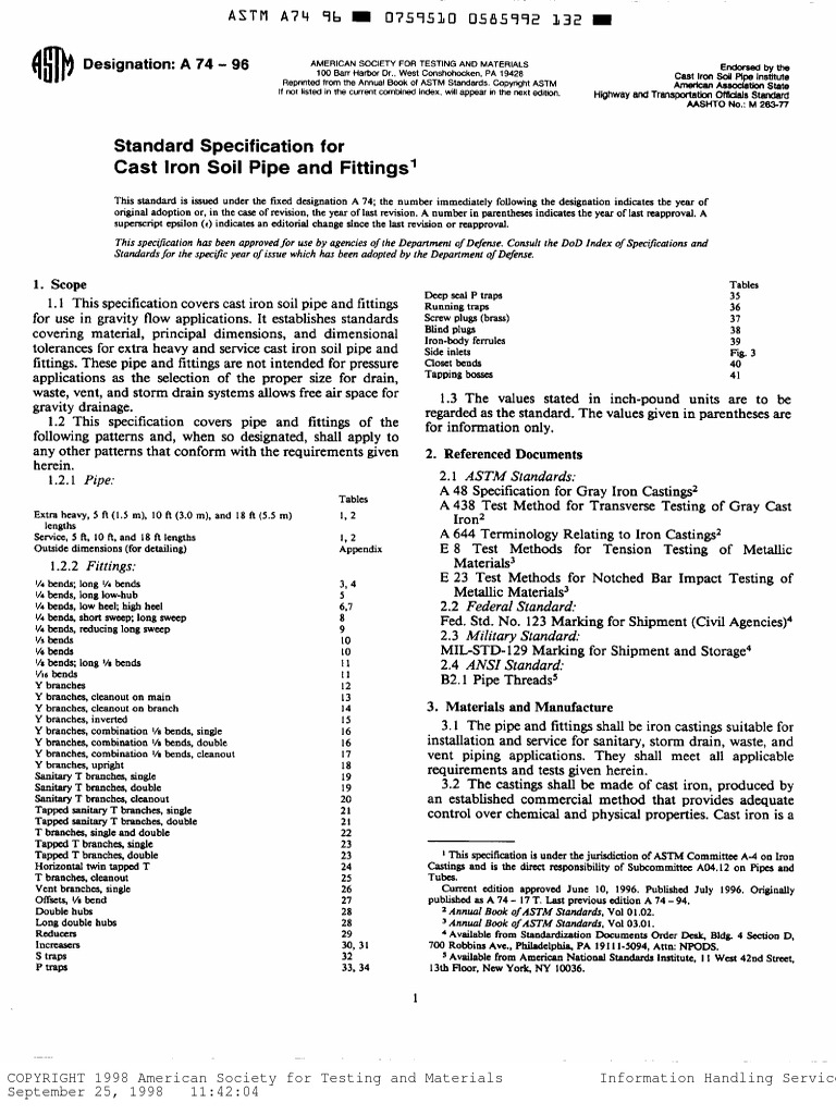 Astm A74 PDF | PDF | Copyright Law | Law