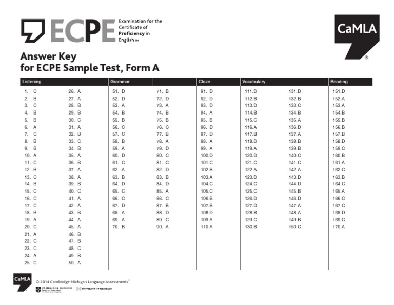 ECPE Sample A Key