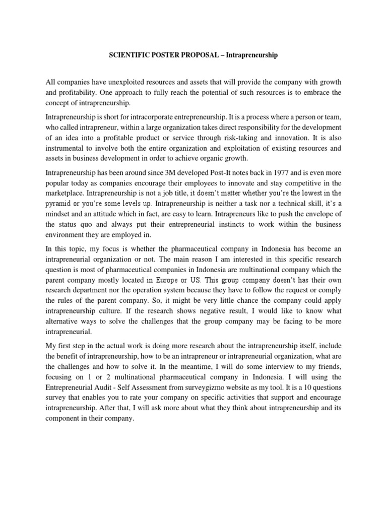 Intrapreneurship Proposal | Entrepreneurship | Educational Psychology