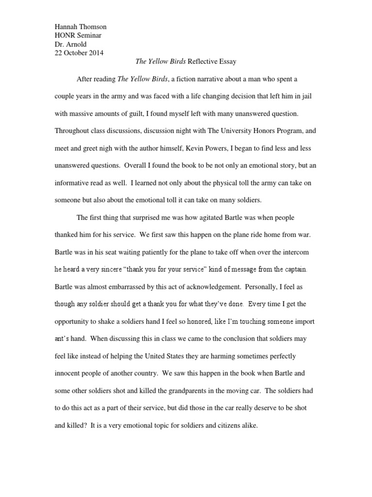 Reflective Essay on "The Yellow Birds" | PDF | Philosophy