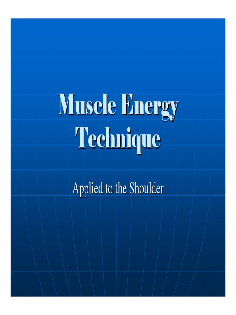 Muscle Energy Techniques for Shoulders | PDF | Anatomical Terms Of ...