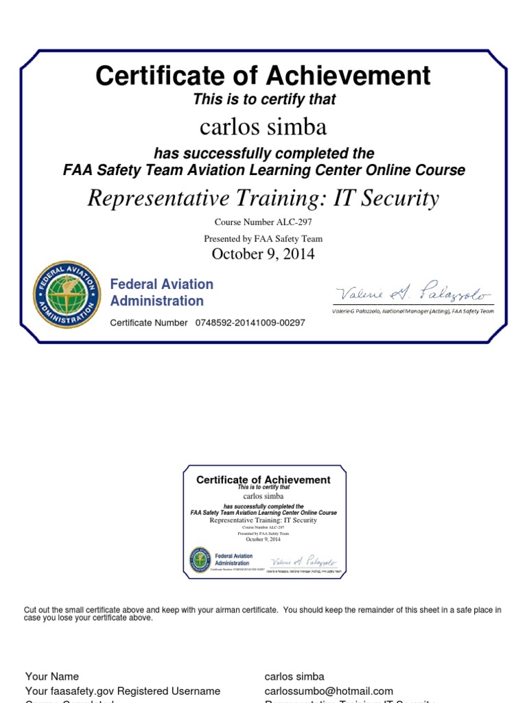 FAA IT Security Course Certificate | PDF