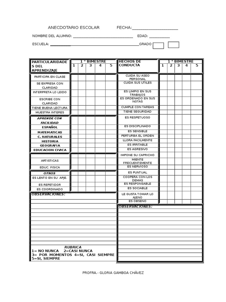 Anecdotario Escolar. 6 | PDF | Artes del Lenguaje y Comunicación