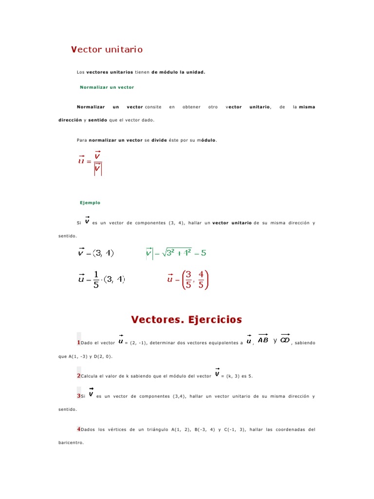 Vector Unitario | PDF | Vector Euclidiano | Cálculo