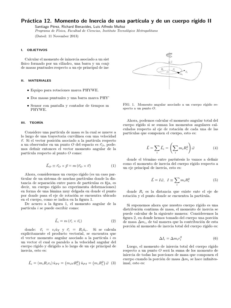 Practica 12 | Descargar gratis PDF | Momento angular | Vector Euclidiano