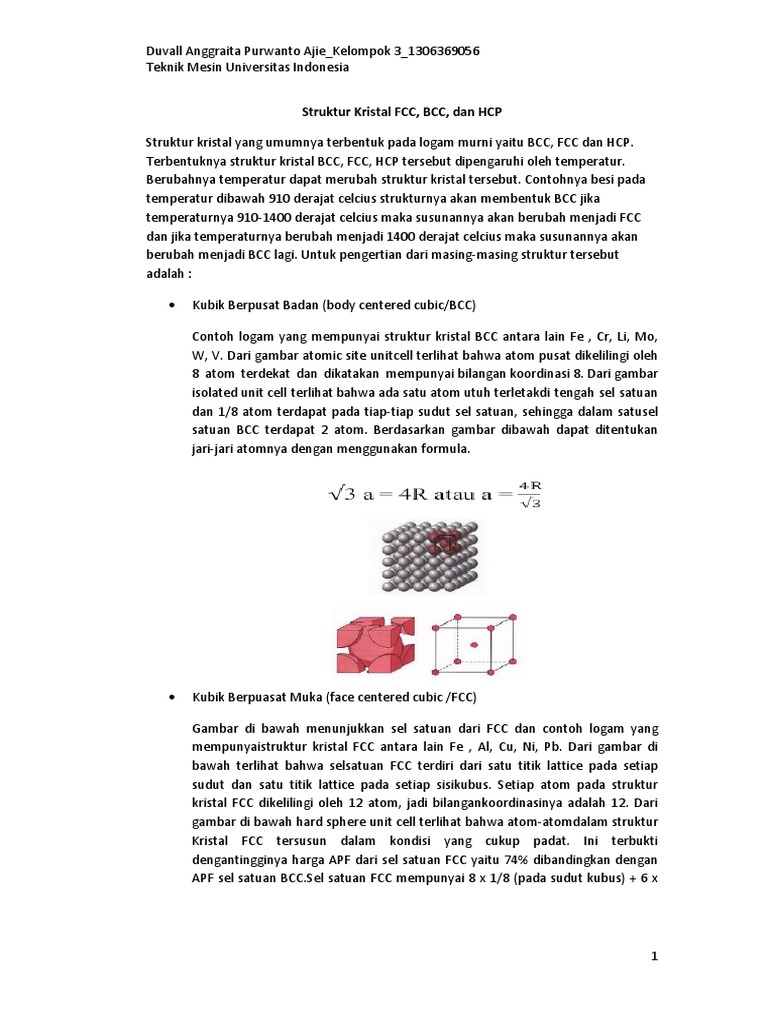Struktur Kristal FCC BCC HCP | PDF | Sains & Matematika | Teknologi ...