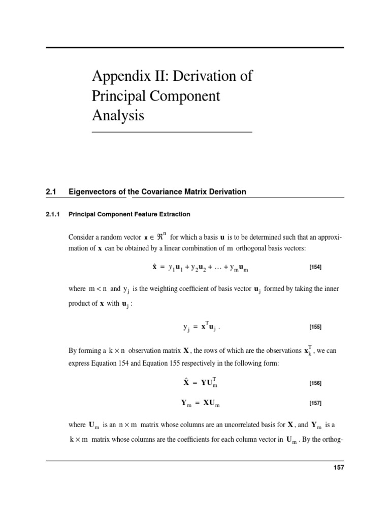Appendix II: Derivation of Principal Component Analysis | PDF | Eigenvalues And Eigenvectors ...