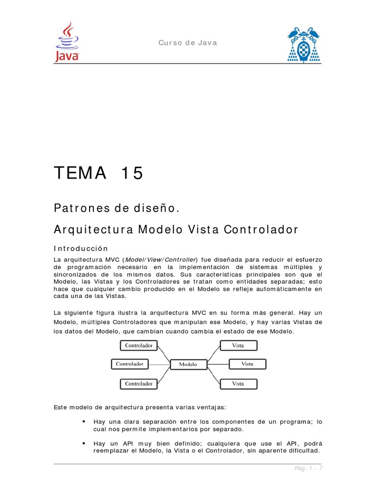 Java Modelo Vista Controlador | PDF | Modelo – Vista – Controlador ...